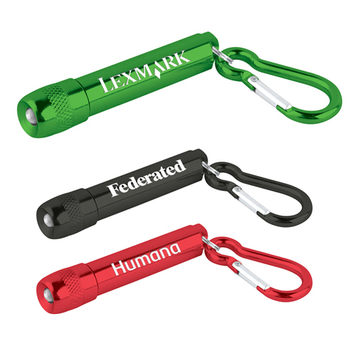Custom Printed Carabiner Aluminum LED Flashlights - Carabiner Flashlights