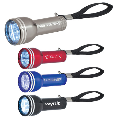 Custom Printed Mini Mega Bright LED Light with Strap - Metal Flashlights